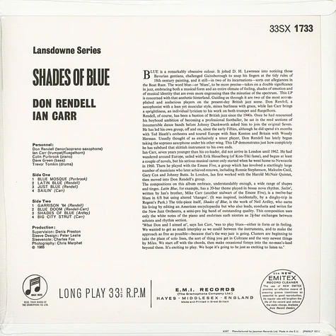 Don Rendell & Ian Carr Quintet, The - Shades Of Blue - Vinyl LP - 1965 ...