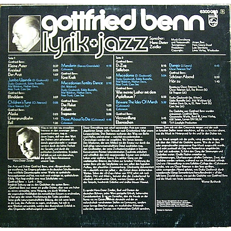 Gottfried Benn - Gottfried Benn - Lyrik + Jazz - Vinyl LP - DE ...