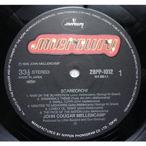 John Cougar Mellencamp - Scarecrow - Vinyl LP - 1985 - JP - Original | HHV
