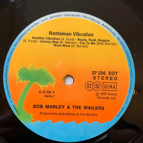 Bob Marley & The Wailers - Rastaman Vibration - Vinyl LP - 1976 - DE ...