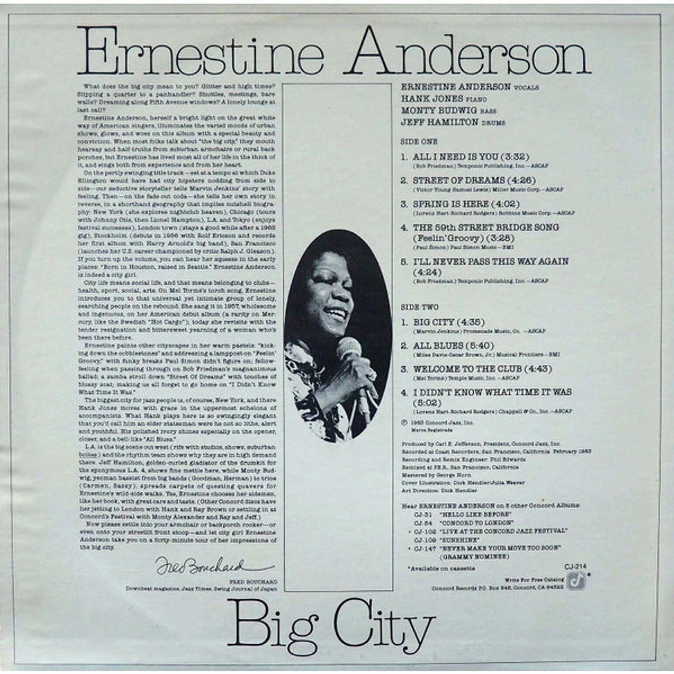 Ernestine Anderson - Big City - Vinyl LP - 1983 - US - Original | HHV