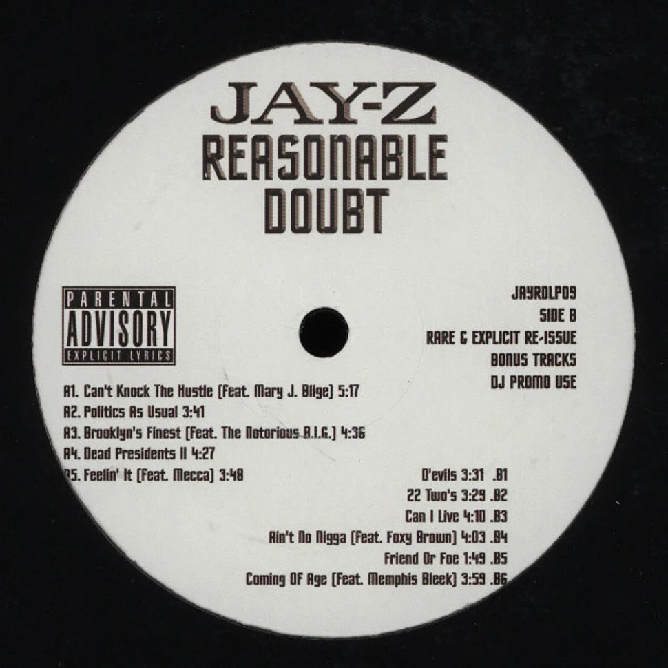 Jay-Z - Reasonable Doubt - Vinyl 2LP - 2010 - UK | HHV