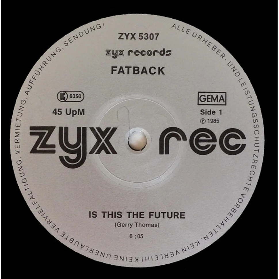 The Fatback Band - Is This The Future? - Vinyl 12" - 1985 - DE ...