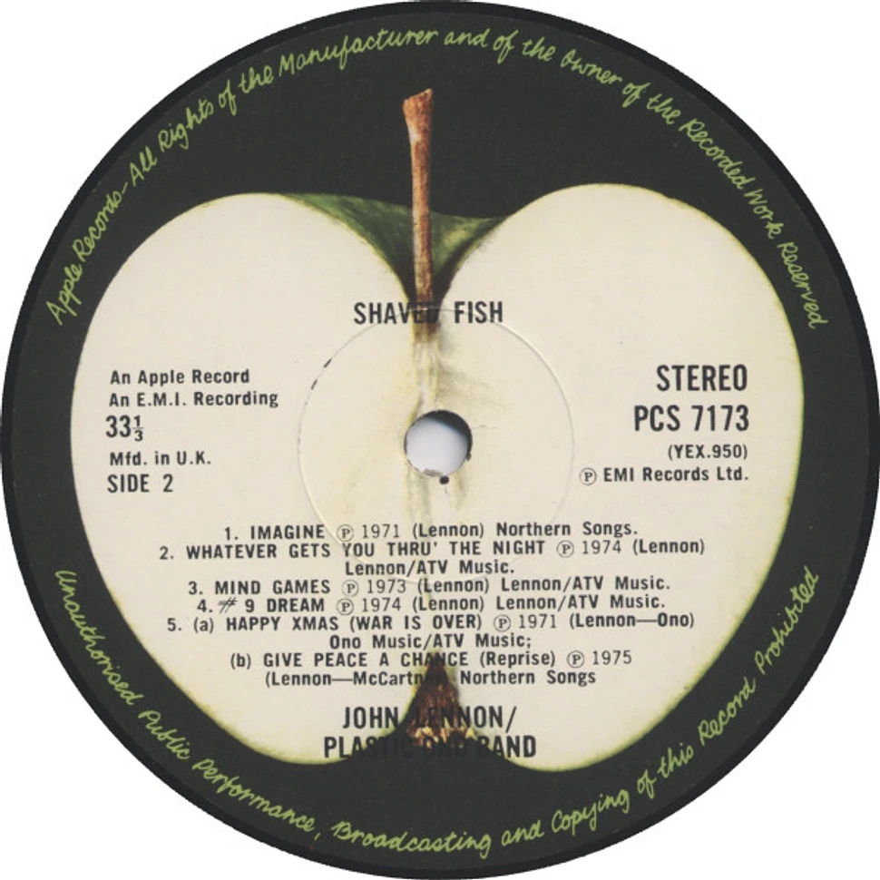 John Lennon, The Plastic Ono Band - Shaved Fish - Vinyl LP - 1975 - UK ...