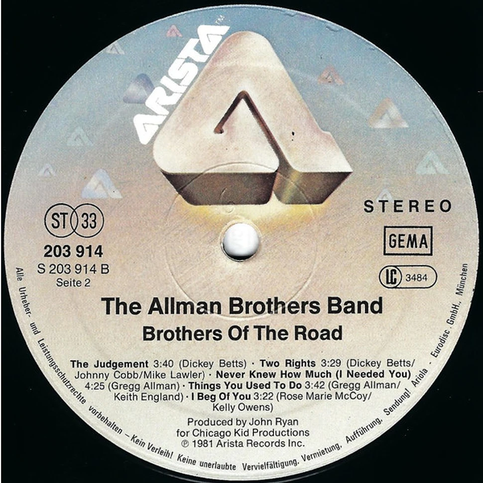 The Allman Brothers Band - Brothers Of The Road - Vinyl LP - 1981 - DE ...