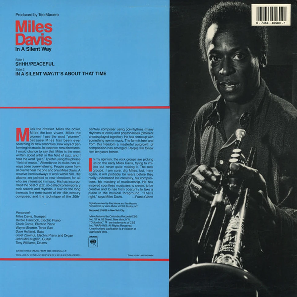 Miles Davis - In A Silent Way - Vinyl LP - 1987 - US - Reissue | HHV