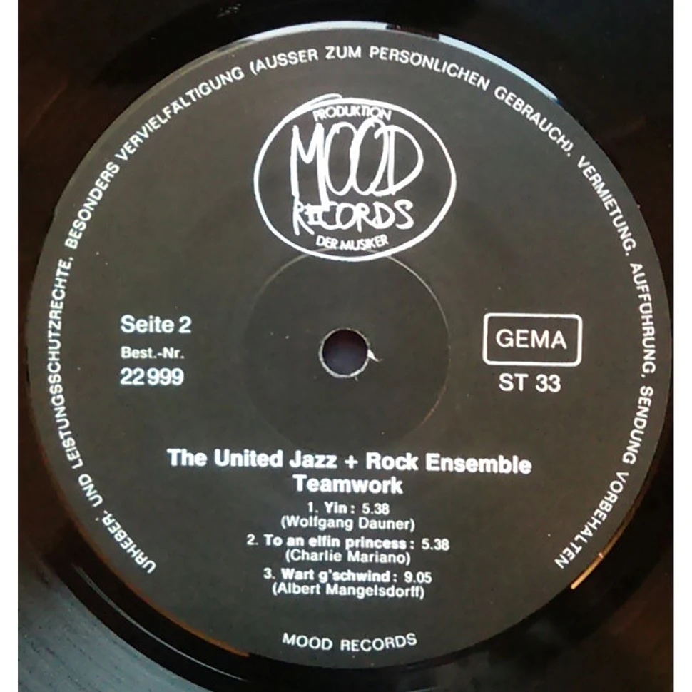The United Jazz+Rock Ensemble - Teamwork - Vinyl LP - 1978 - DE ...