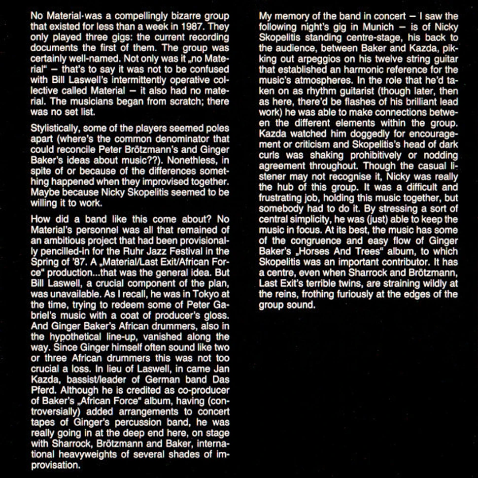 Ginger Baker, Sonny Sharrock, Peter Brötzmann, Nicky Skopelitis, Jan ...