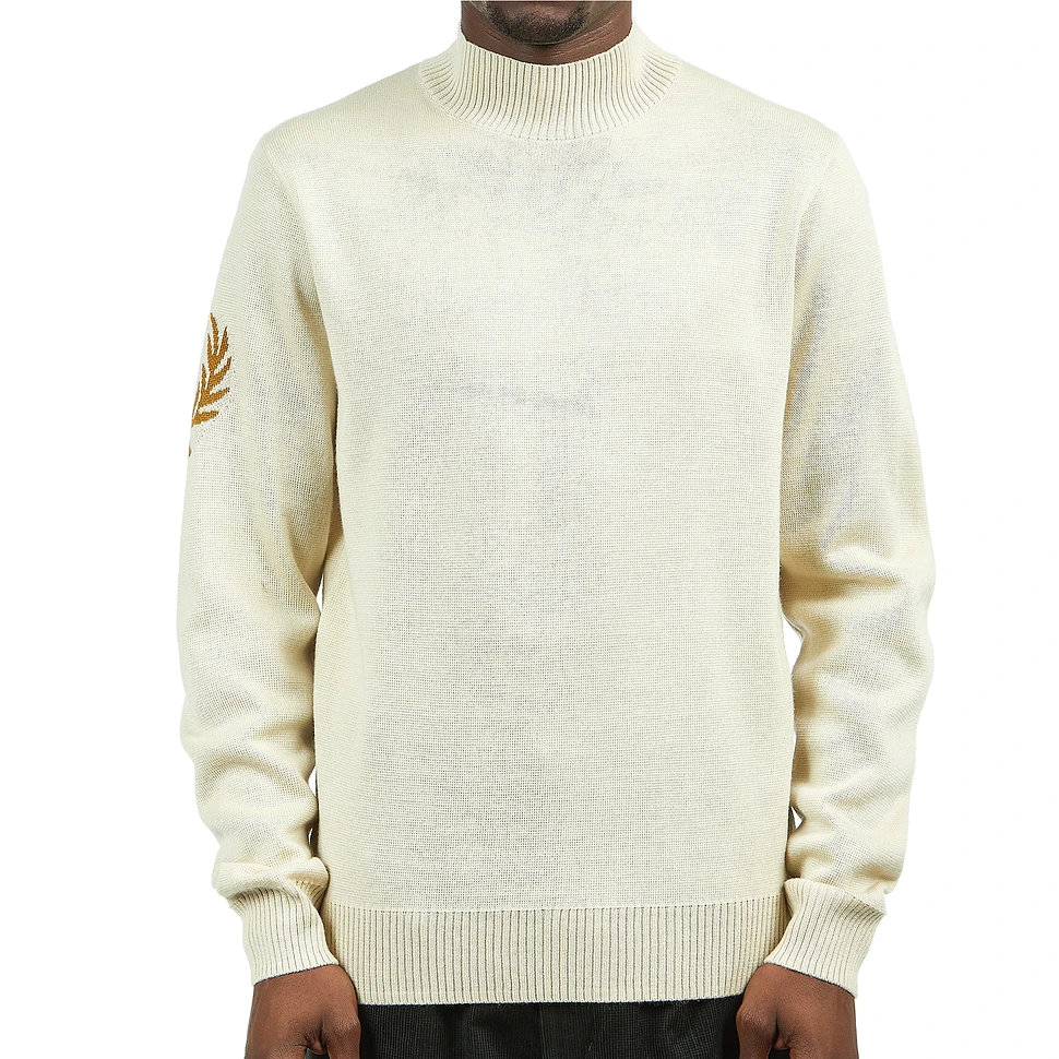 Fred Perry - Laurel Wreath Mock Neck Jumper (Oatmeal) | HHV