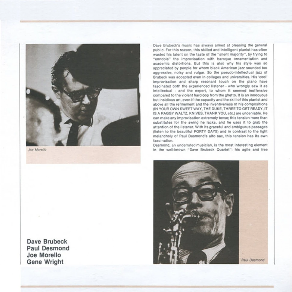 Dave Brubeck, Paul Desmond, Joe Morello, Eugene Wright - Europa Jazz ... Dave Brubeck, Paul Desmond, Joe Morello, Eugene Wright - Europa Jazz ...