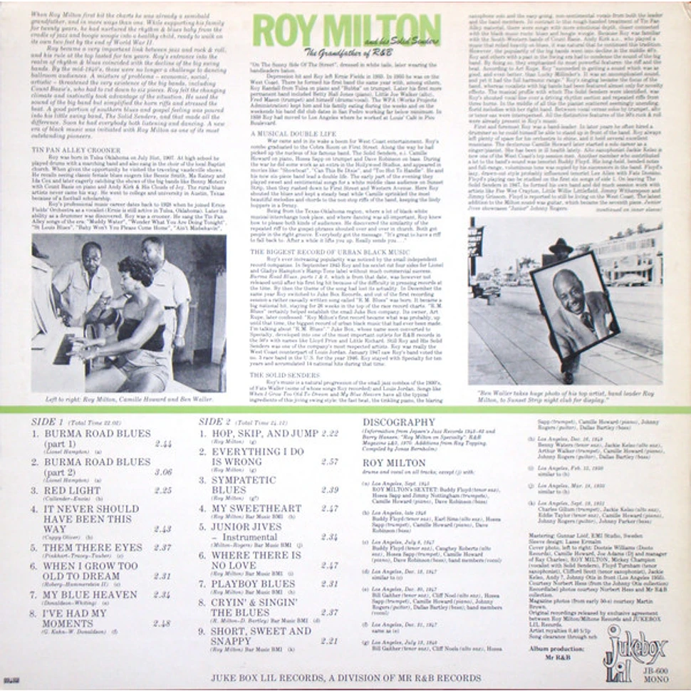 Roy Milton & His Solid Senders - The Grandfather Of R&B - Vinyl LP ...