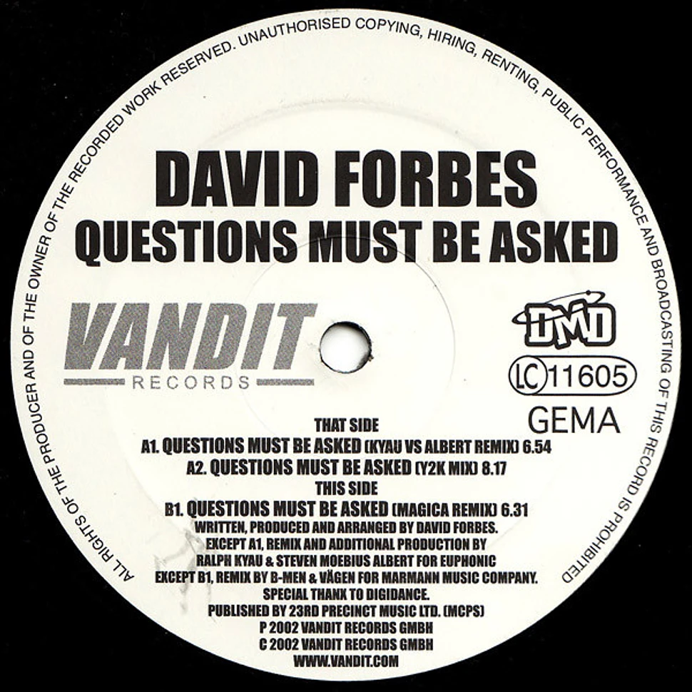 David Forbes - Questions Must Be Asked - Vinyl 12" - 2002 - DE - Original | HHV