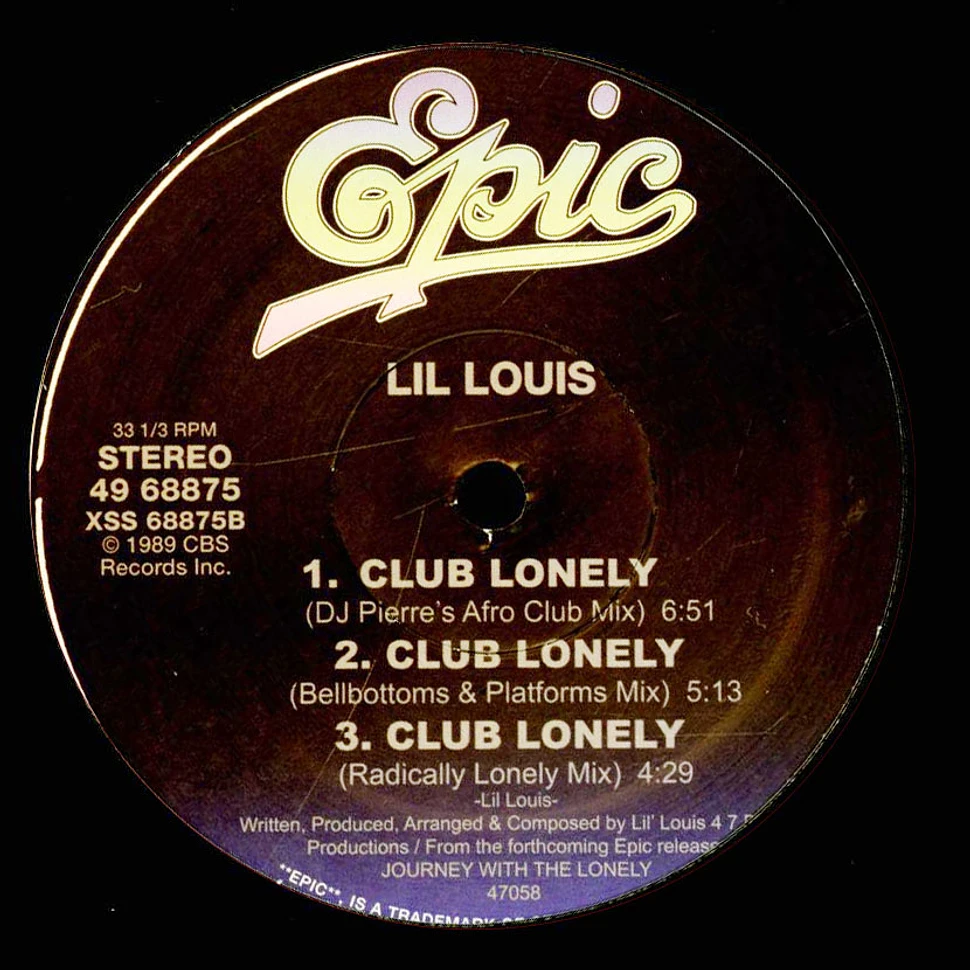 Lil Louis - Club Lonely (Mixes) - Vinyl 12" - 1992 - US | HHV