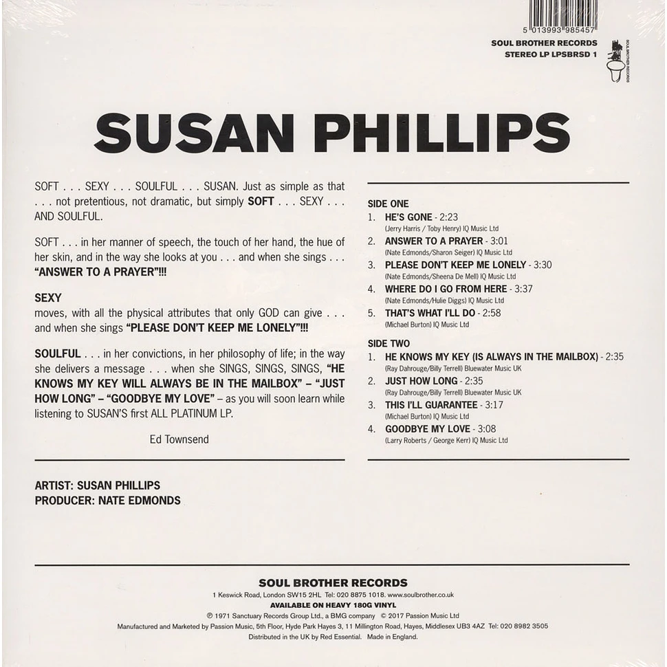 Susan Phillips - Soft Sexy Soul - Vinyl LP - 1971 - UK - Reissue | HHV