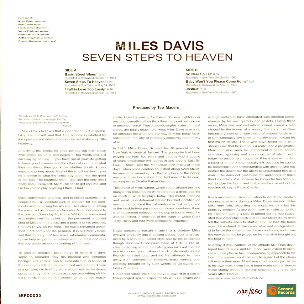 Miles Davis - Seven Steps To Heaven White/Red Splatter Vinyl Edition - Vinyl LP - EU - Reissue | HHV