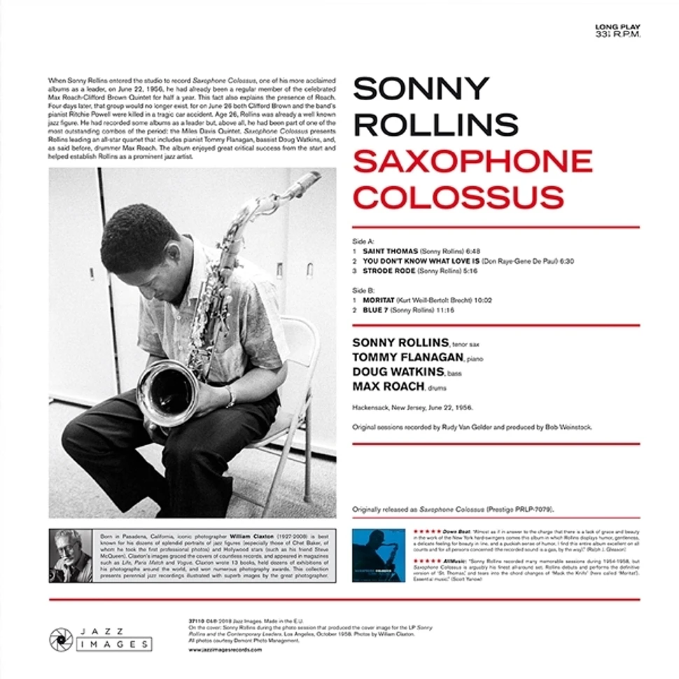 Sonny Rollins - Saxophone Colossus - Vinyl LP - 2009 - EU - Reissue | HHV