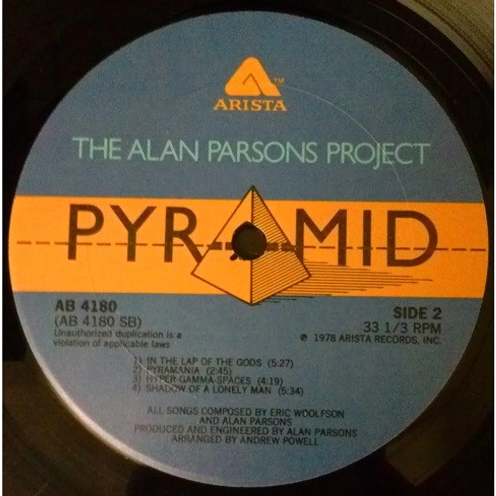 The Alan Parsons Project - Pyramid - Vinyl LP - 1978 - US - Original | HHV