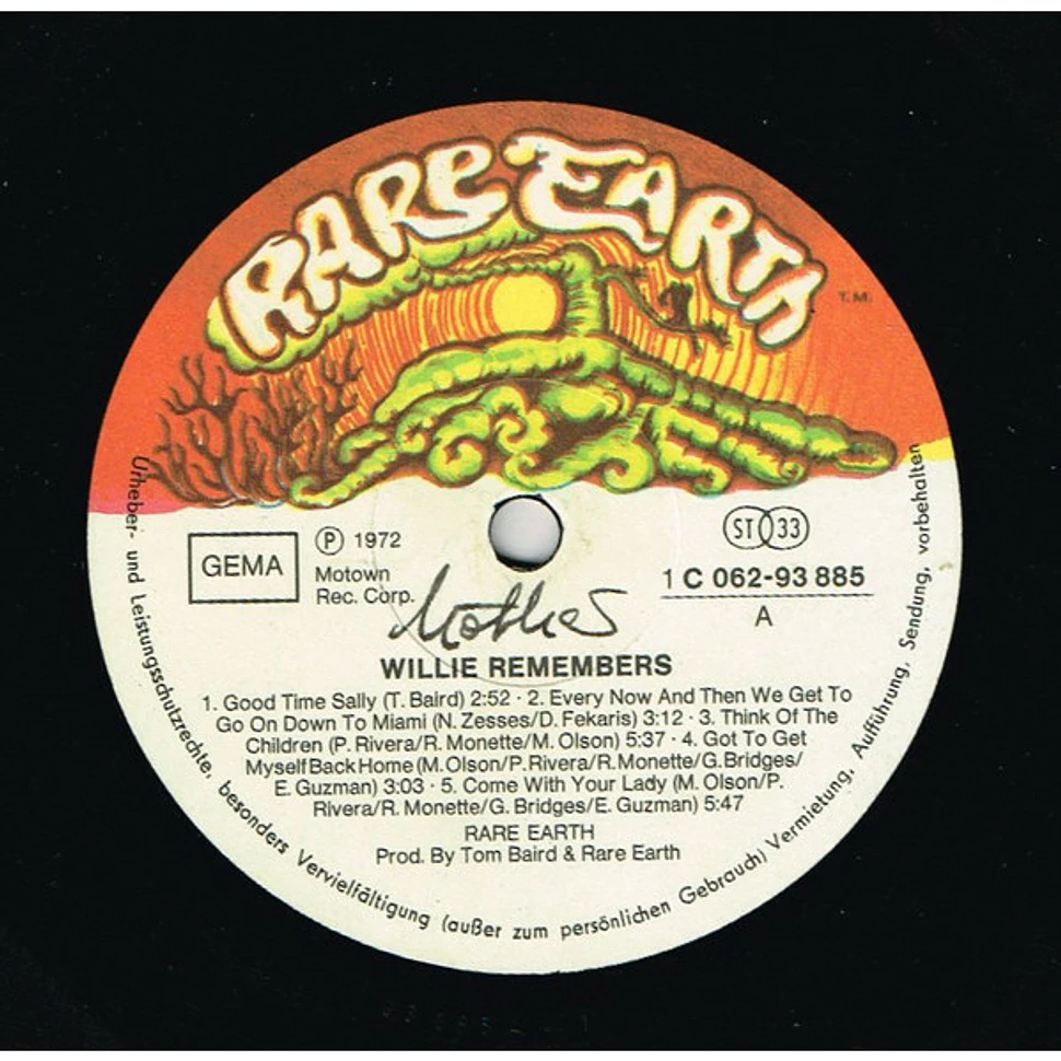 Rare Earth - Willie Remembers - Vinyl LP - 1972 - DE - Original | HHV