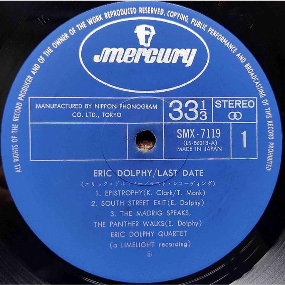 Eric Dolphy - Last Date - Vinyl LP - 1978 - JP - Reissue | HHV