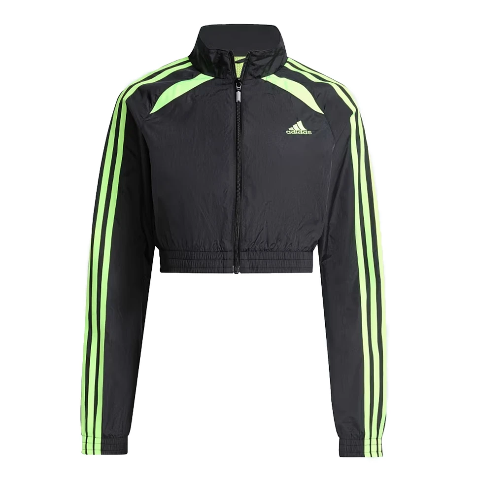adidas - Teamgeist Adicolor Cropped Track Top (Black / Signal Green) | HHV