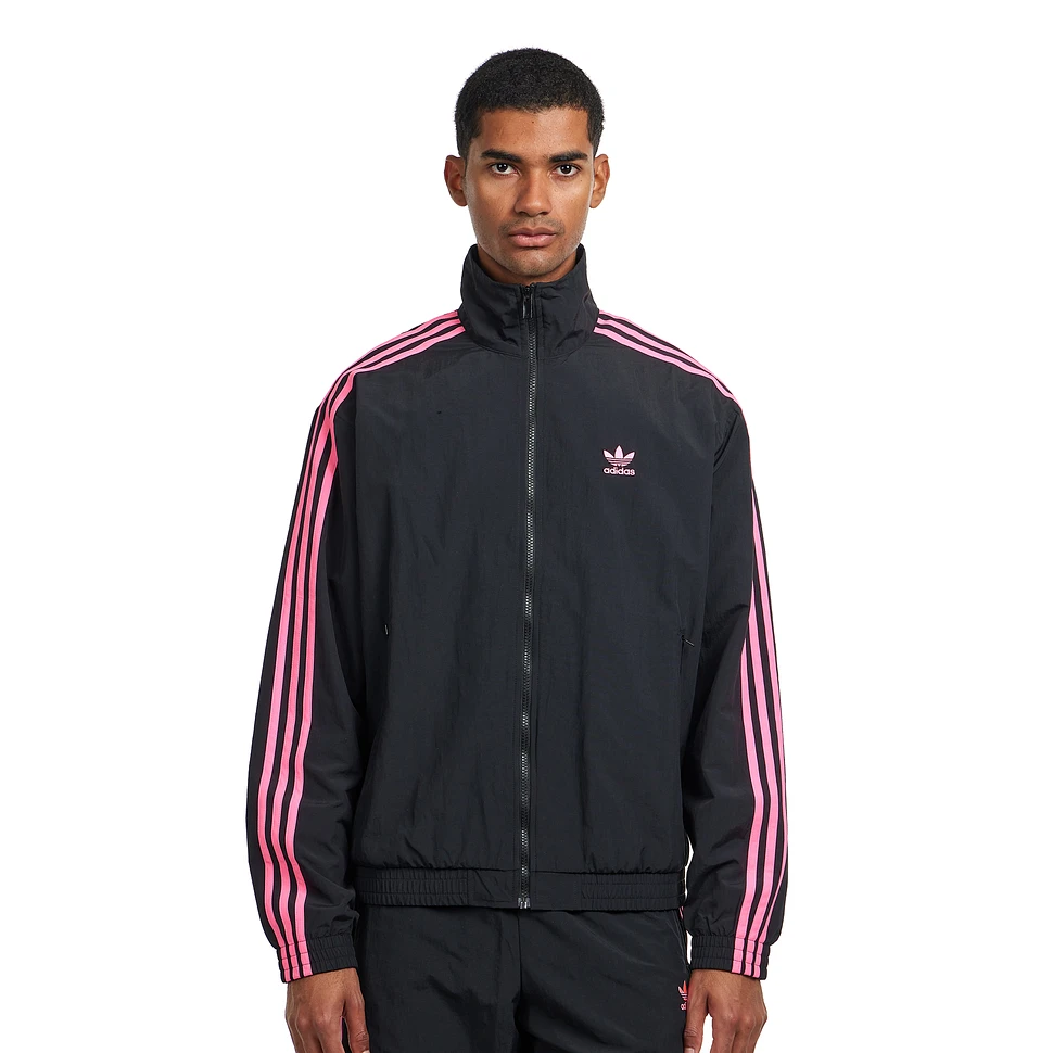 adidas - Adicolor Woven Firebird Track Top (Black / Lucid Pink) | HHV