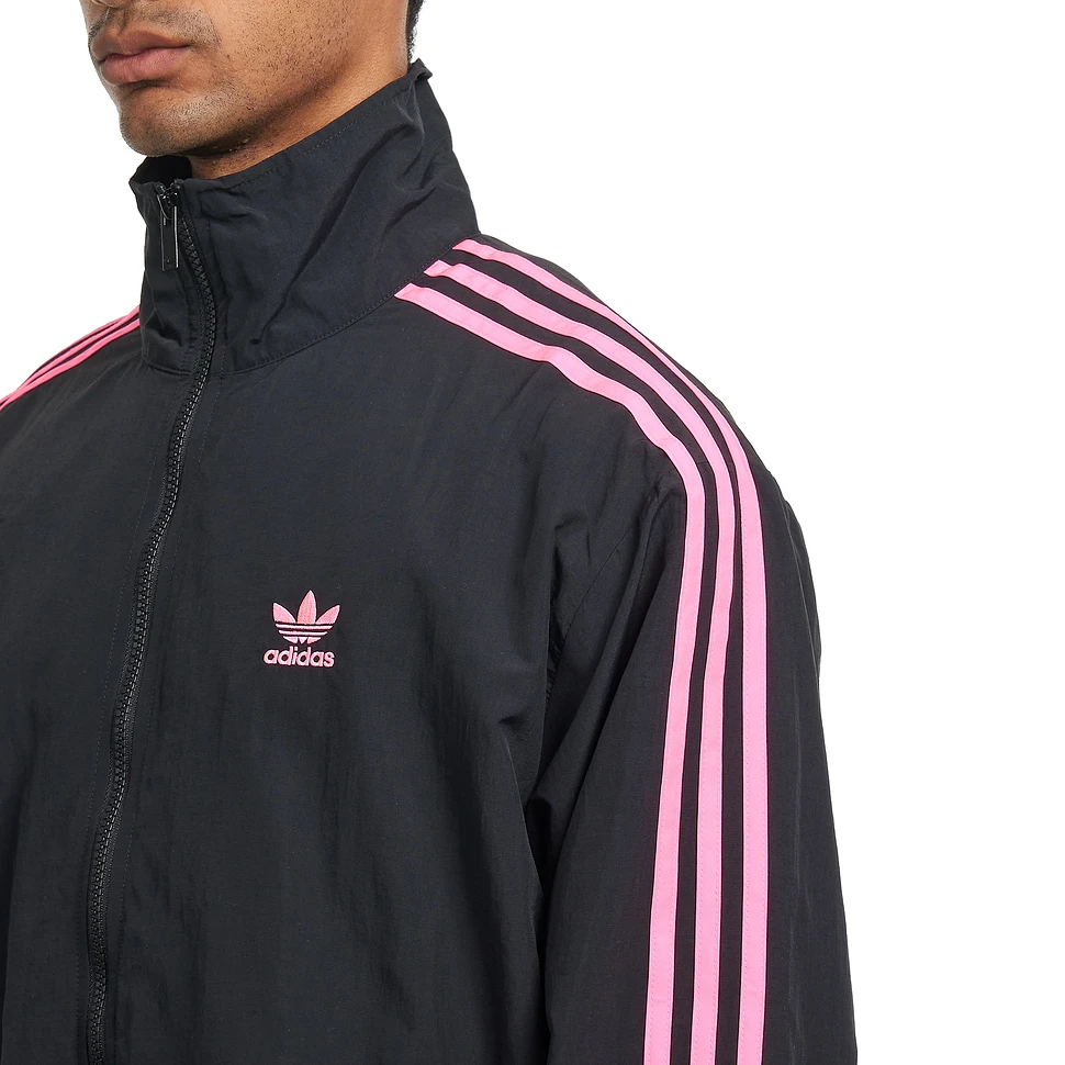 adidas - Adicolor Woven Firebird Track Top (Black / Lucid Pink) | HHV