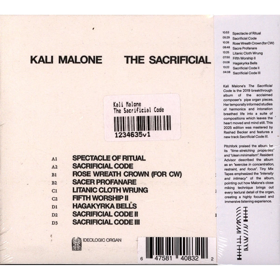 Kali Malone - The Sacrificial Code - CD - 2019 - EU - Reissue | HHV