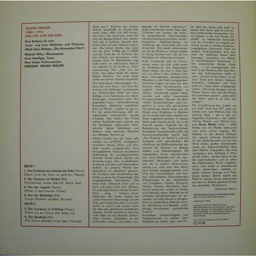 Gustav Mahler, Mildred Miller, Ernst Haefliger, New York Philharmonic ...