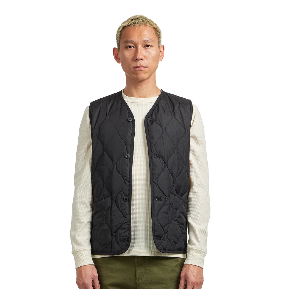 TAION - Military Button V Neck Down Vest (Black) | HHV