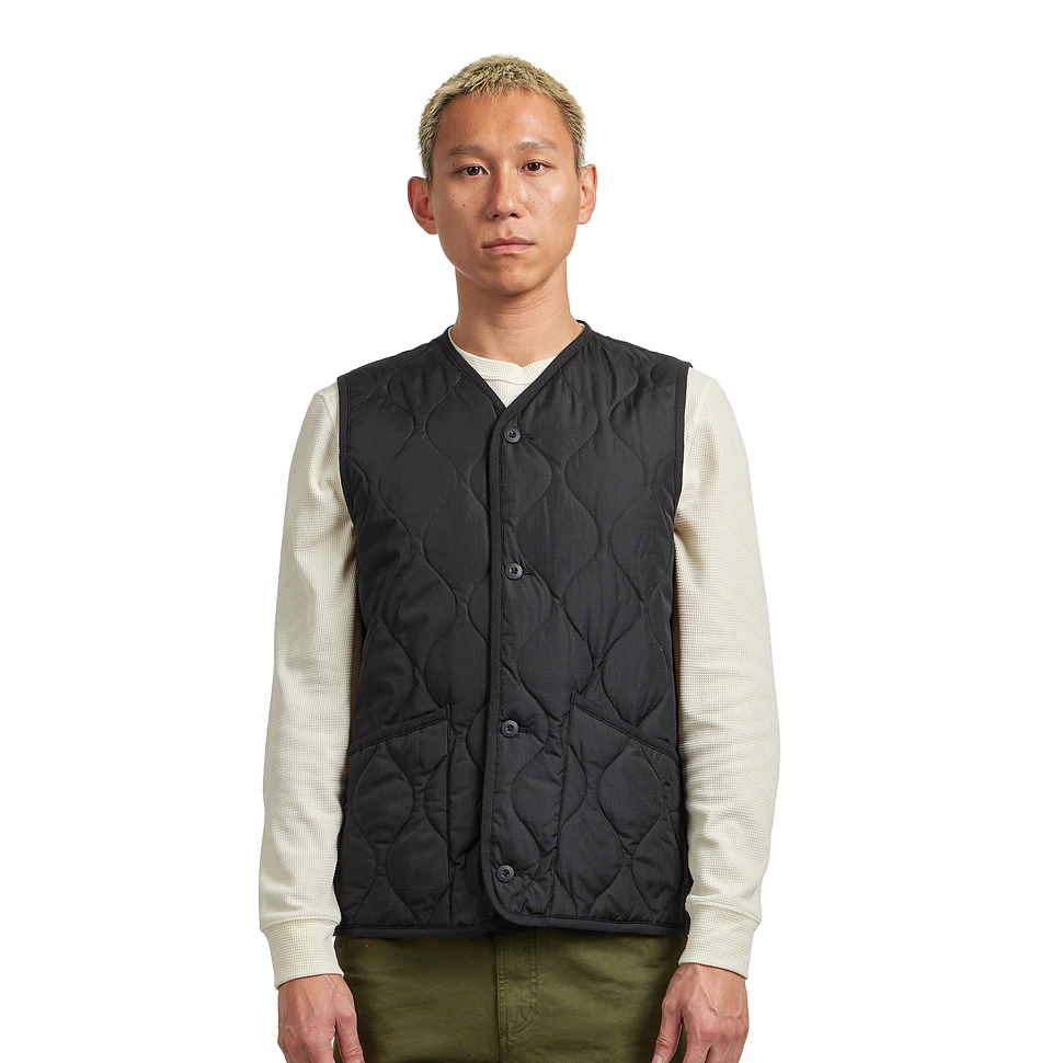 TAION - Military Button V Neck Down Vest (Black) | HHV