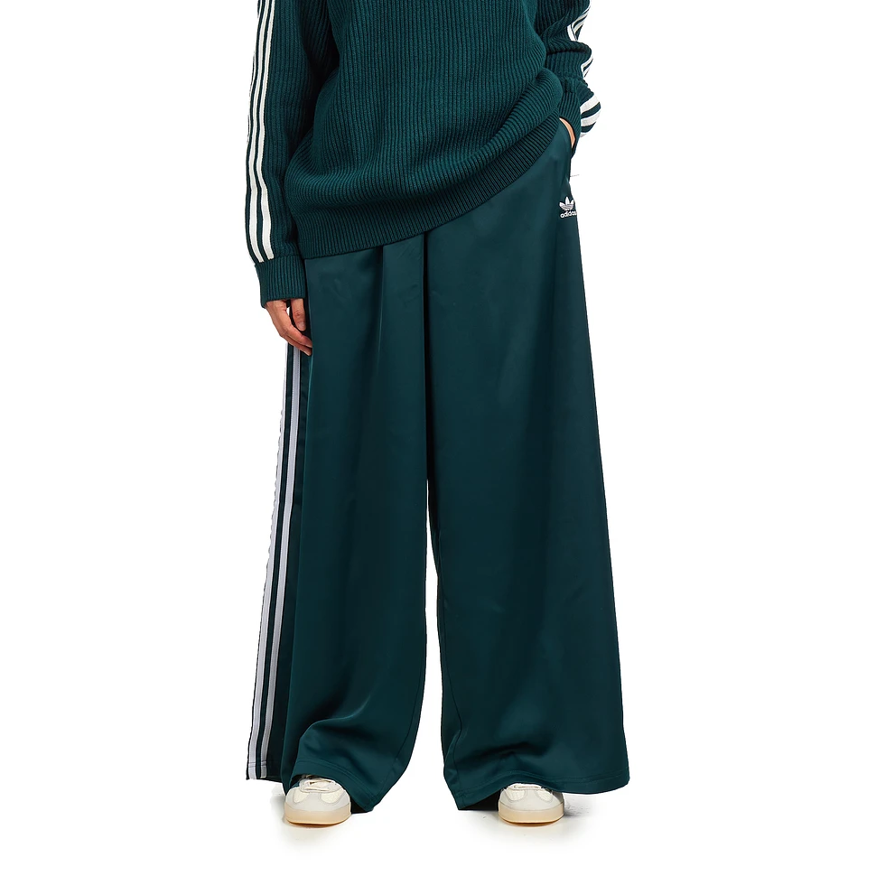 adidas - Adicolor Satin Wide Leg Track Pants (Aurora Ivy / White) | HHV