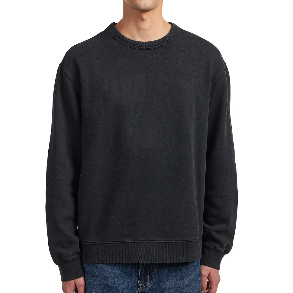 Carhartt WIP - Faded Pond Corps Sweat (Black Heavy Stone Wash) | HHV
