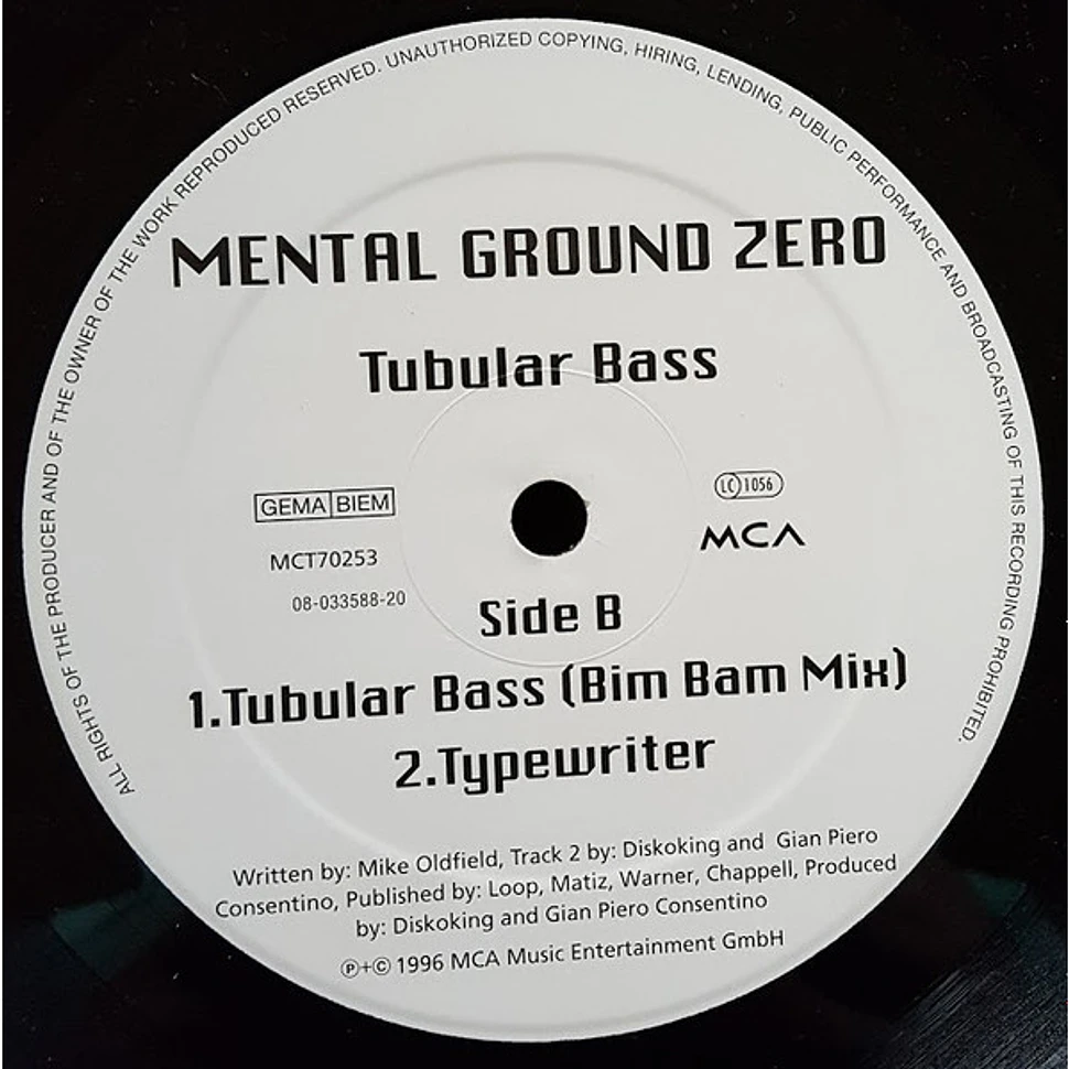 Mental Ground Zero - Tubular Bass - Vinyl 12" - 1996 - DE - Original | HHV