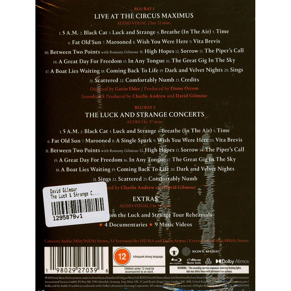 David Gilmour - The Luck & Strange Concerts Live At Circus Maximus ...