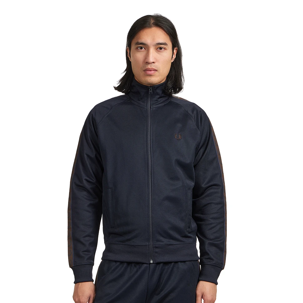 Fred Perry - Contrast Tape Track Jacket (Navy / Burnt Tobacco) | HHV