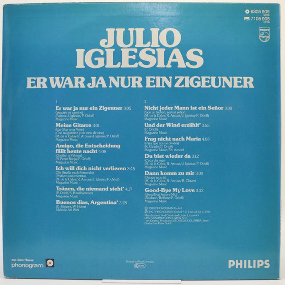 Julio Iglesias - Er War Ja Nur Ein Zigeuner - Vinyl LP - 1978 - DE - Original | HHV