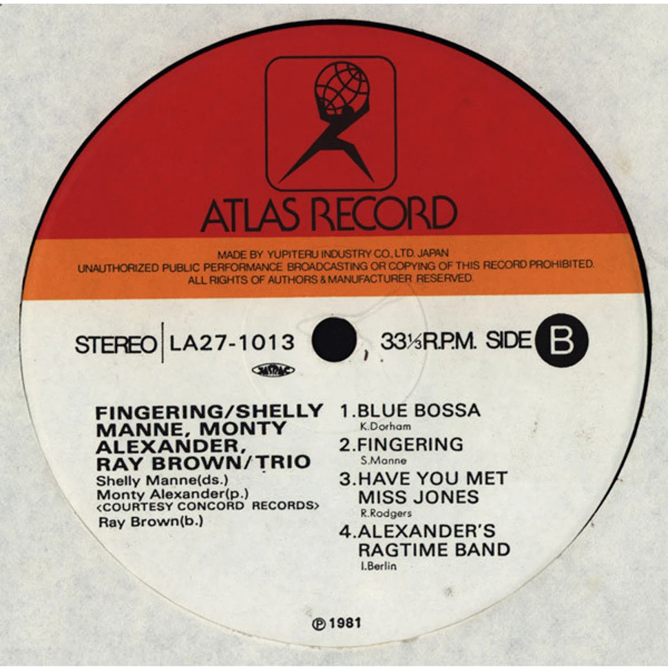Shelly Manne / Monty Alexander / Ray Brown - Fingering - Vinyl LP ...