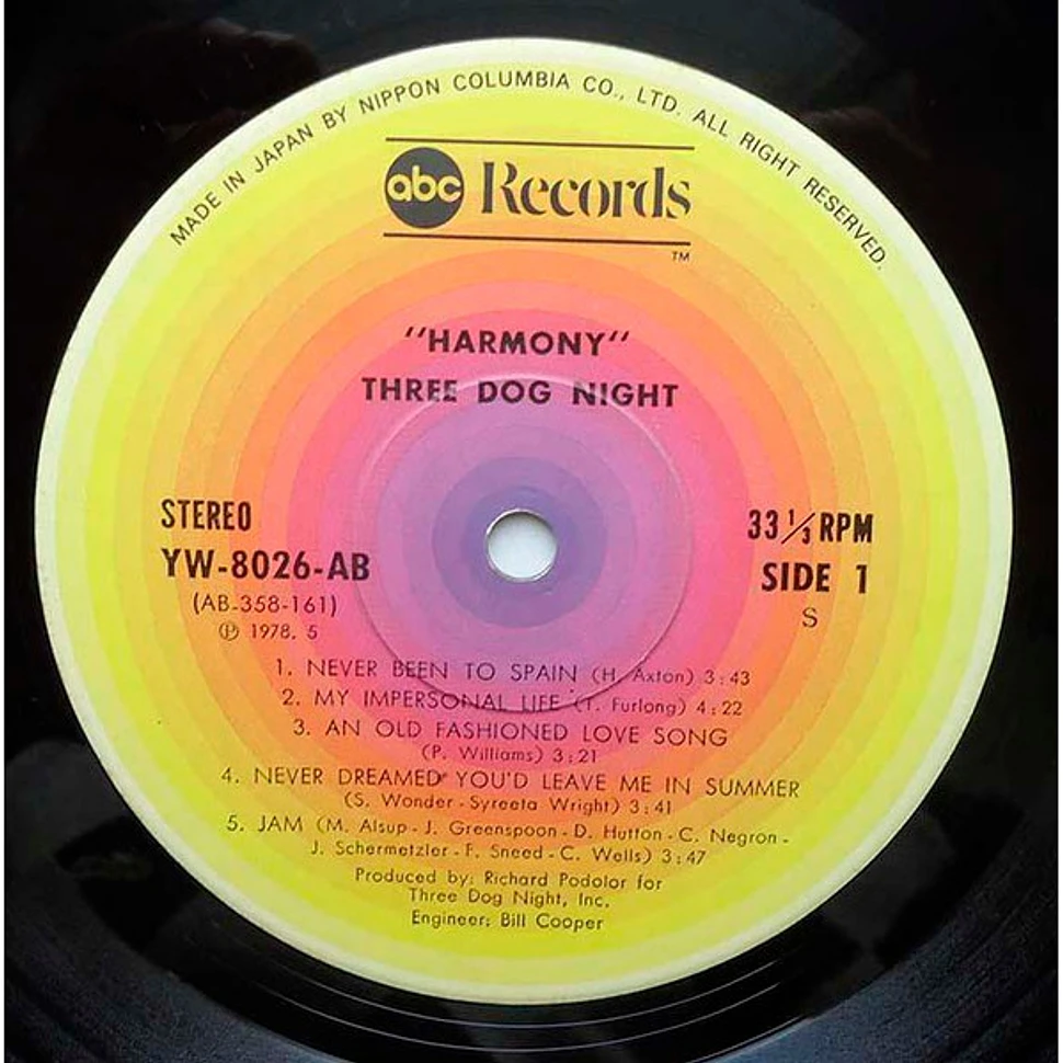 Three Dog Night - Harmony - Vinyl LP - 1978 - JP - Original | HHV