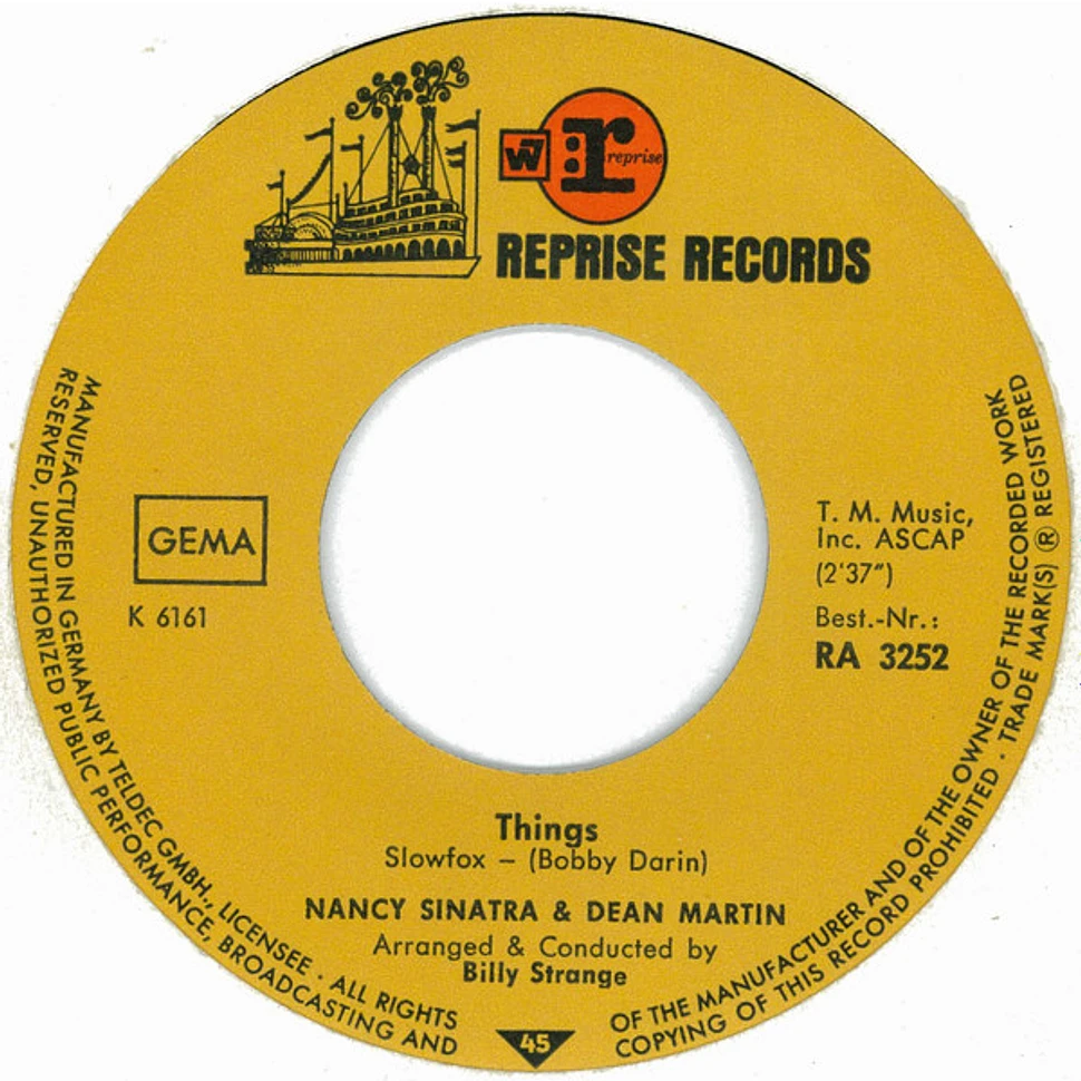Nancy Sinatra & Dean Martin - Things / Up, Up And Away - Vinyl 7 ...