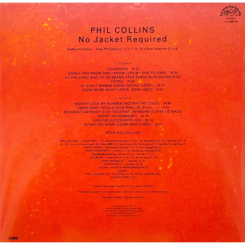 Phil Collins - No Jacket Required - Vinyl LP - 1986 - CS - Original | HHV