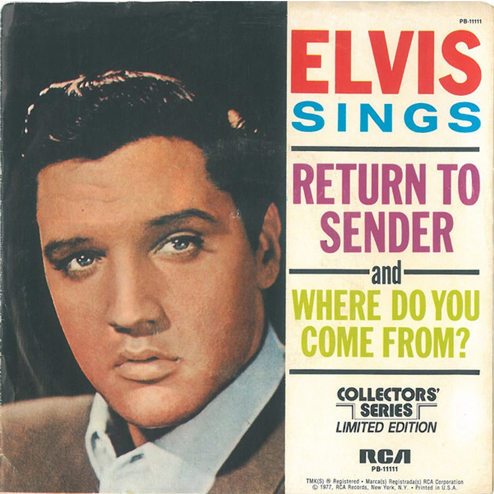 Elvis Presley - Return To Sender - Vinyl 7" - 1977 - US - Reissue | HHV