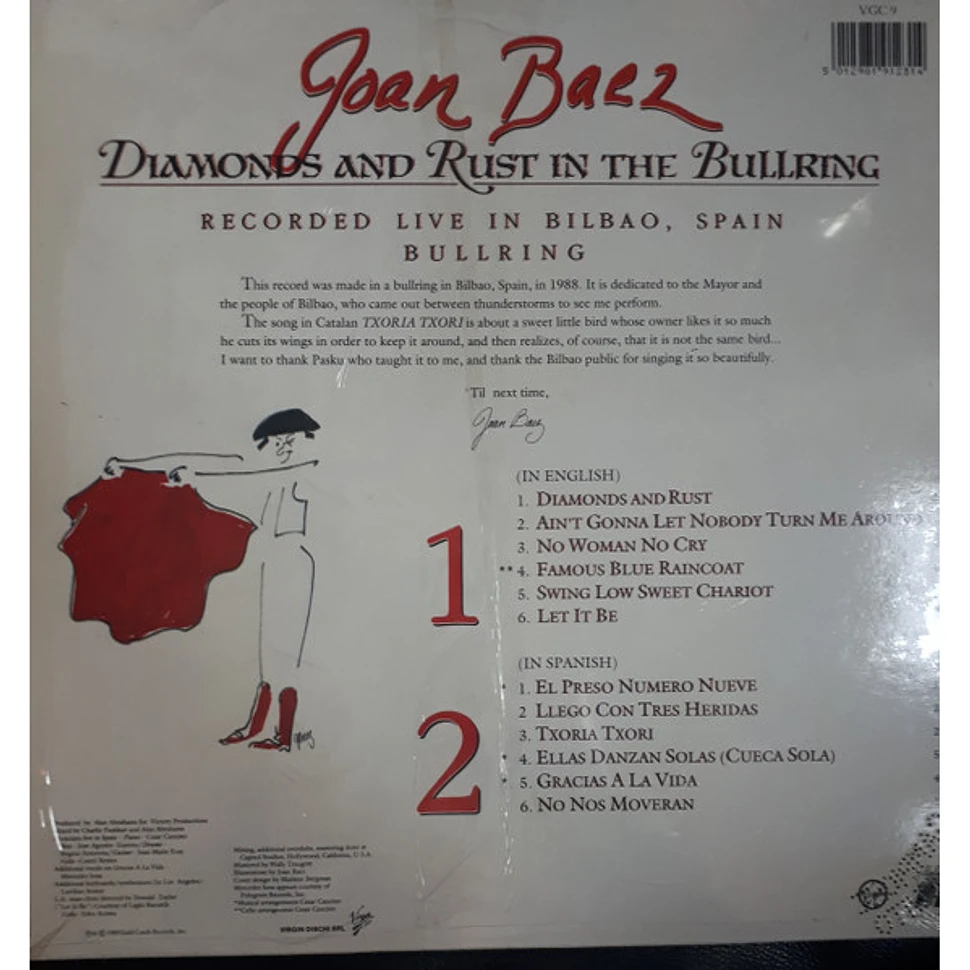 Joan Baez - Diamonds And Rust In The Bullring - Vinyl LP - 1989 - IT ...