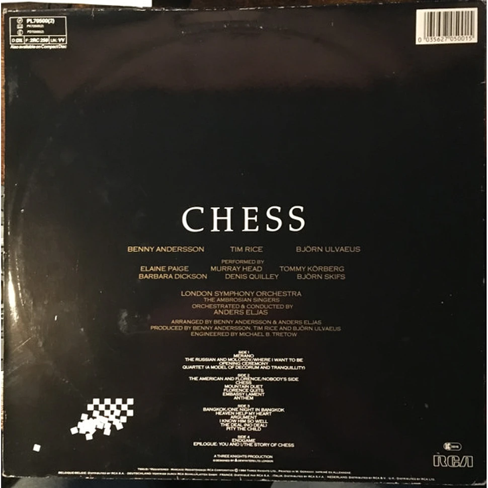 Benny Andersson, Tim Rice, Björn Ulvaeus - Chess - Vinyl 2LP - 1984 ...