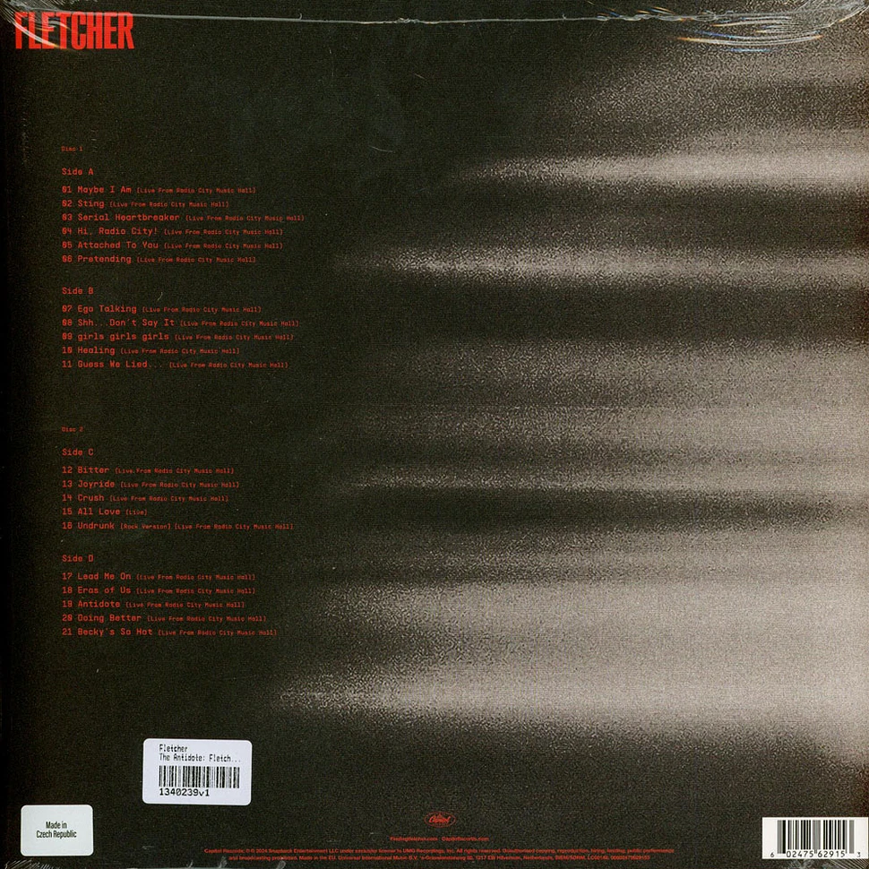 Fletcher - The Antidote: Fletcher Live Limited Edition - Vinyl LP ...