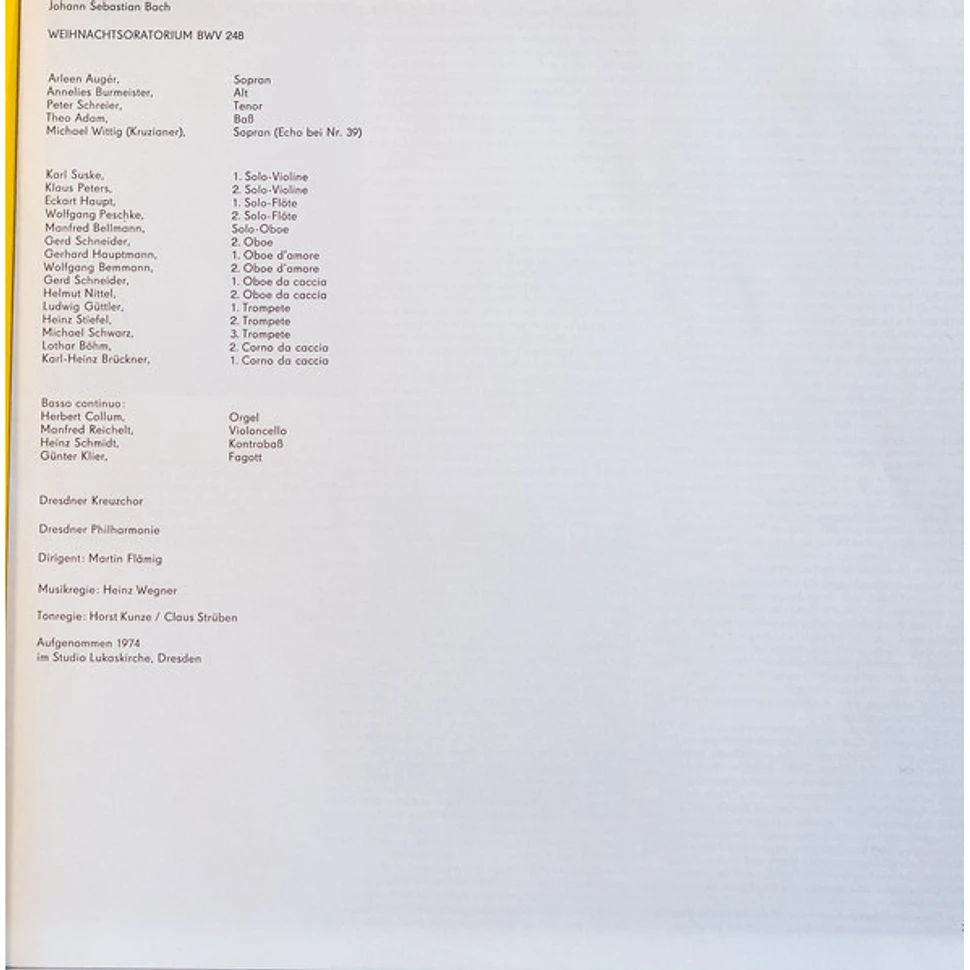 Johann Sebastian Bach, Arleen Auger, Annelies Burmeister, Peter ...