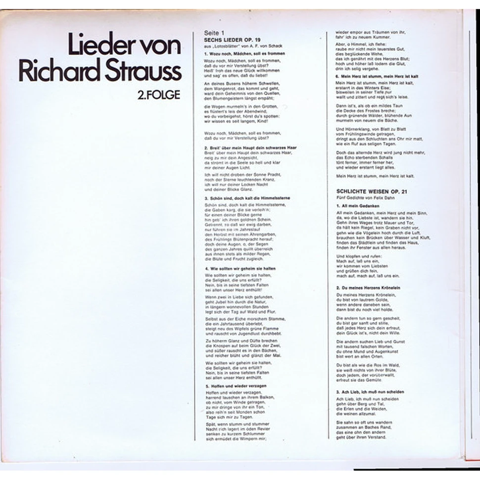 Richard Strauss, Dietrich Fischer-Dieskau, Gerald Moore - Lieder Von ...