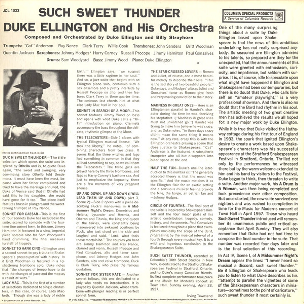 Duke Ellington And His Orchestra - Such Sweet Thunder - Vinyl LP - 1973 ...
