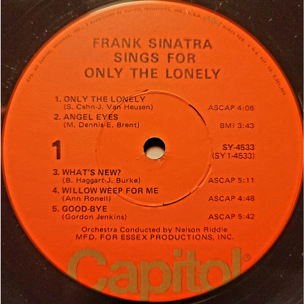 Frank Sinatra - Frank Sinatra Sings For Only The Lonely - Vinyl LP ...
