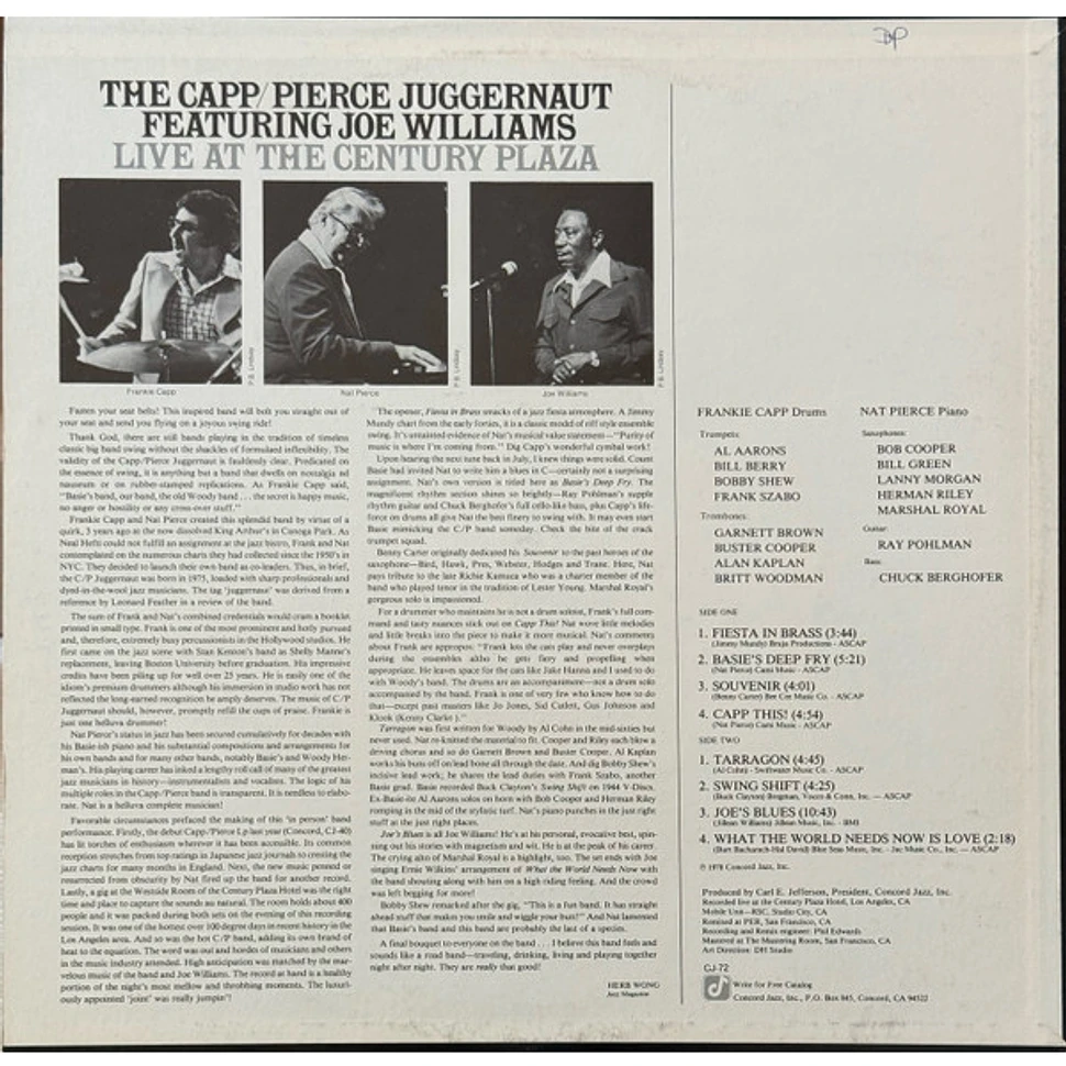 The Capp/Pierce Juggernaut Featuring Joe Williams - Live At The Century ...