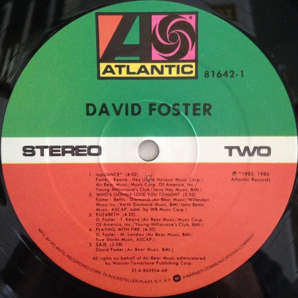 David Foster - David Foster - Vinyl LP - 1986 - US - Original | HHV
